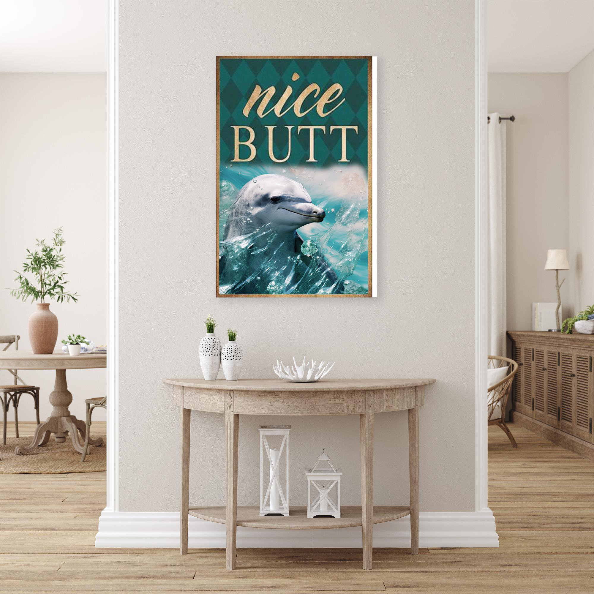 Trinx Dolphin Nice Butt - 1 Piece Rectangle Graphic Art Print On Wrapped Canvas | Wayfair